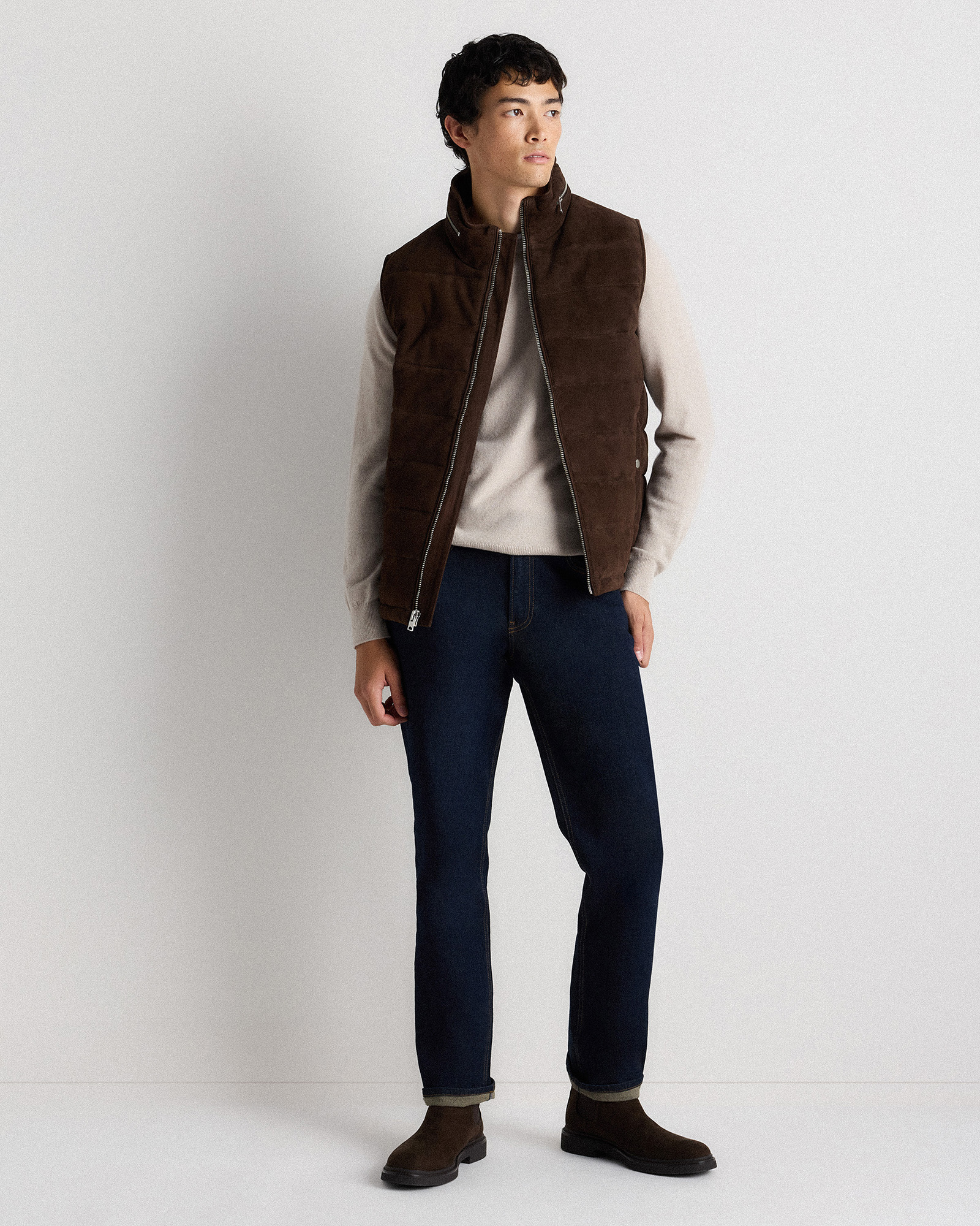 QUINCE 100% Suede Puffer Vest